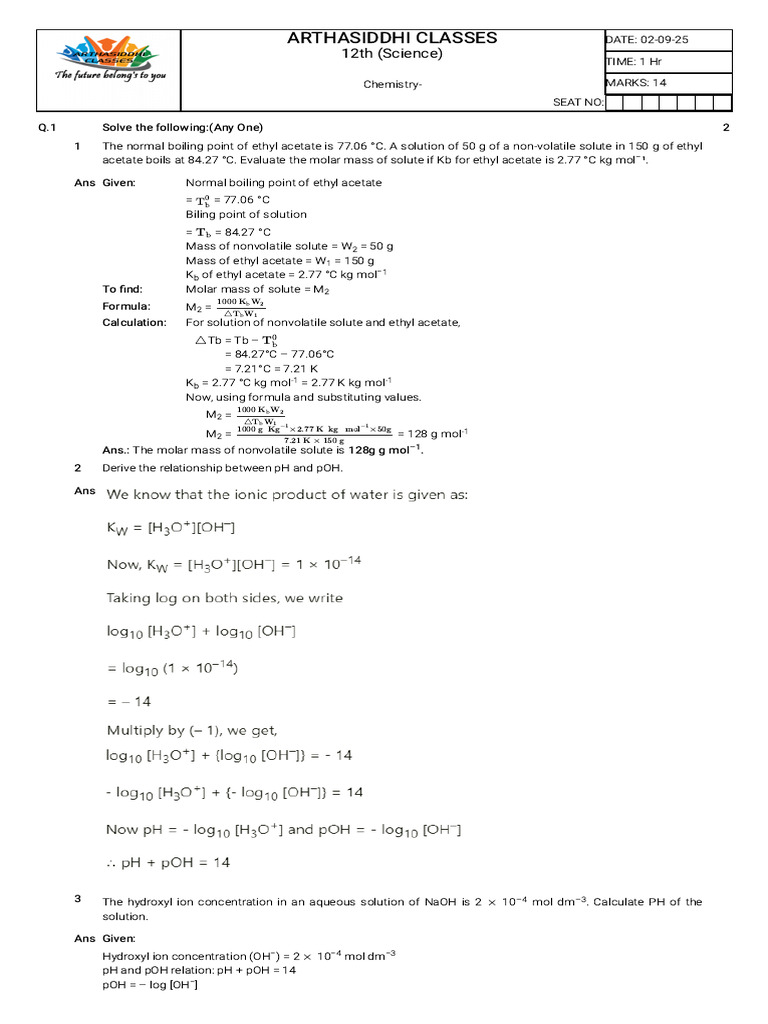 Question Answer Paper (4) | PDF | Acid | Buffer Solution