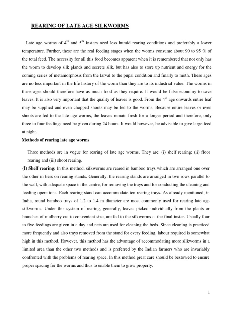 Late Age Silkworm Rearing Methods | PDF | Leaf | Bamboo