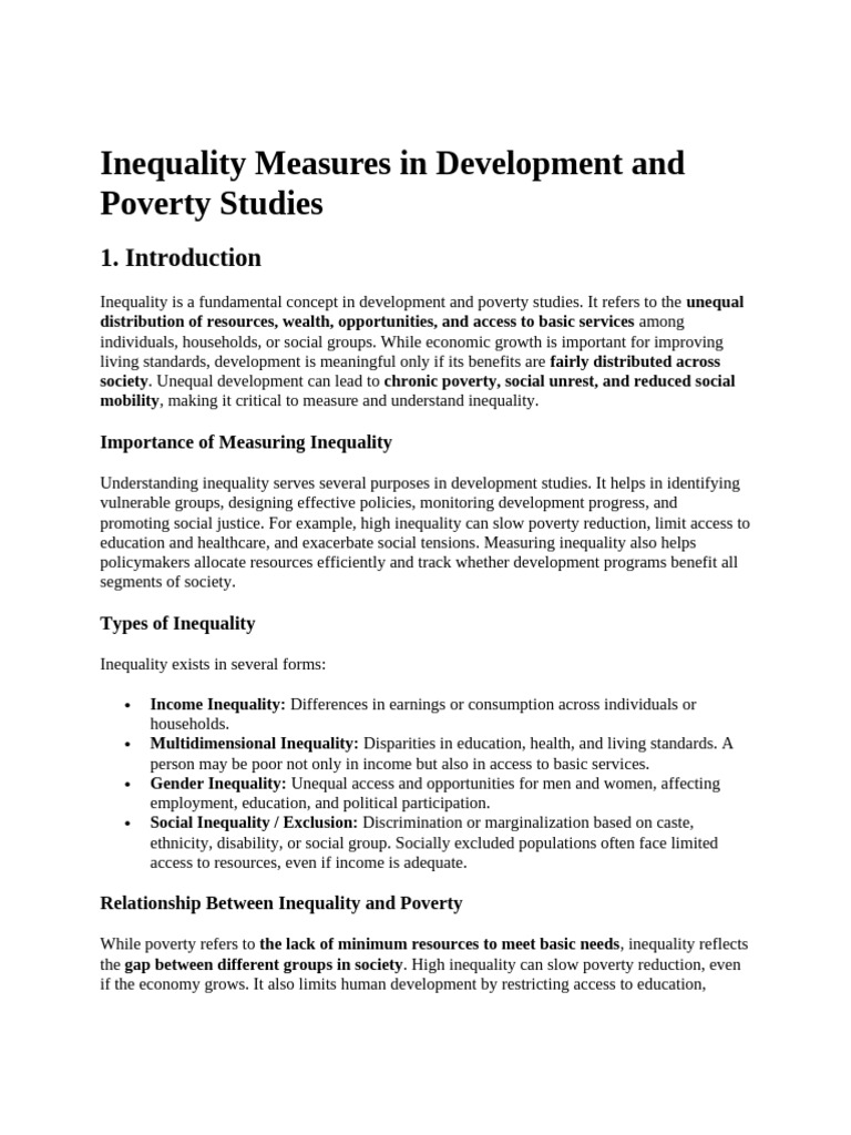 Measuring Inequality in Development Studies | PDF | Economic Inequality ...