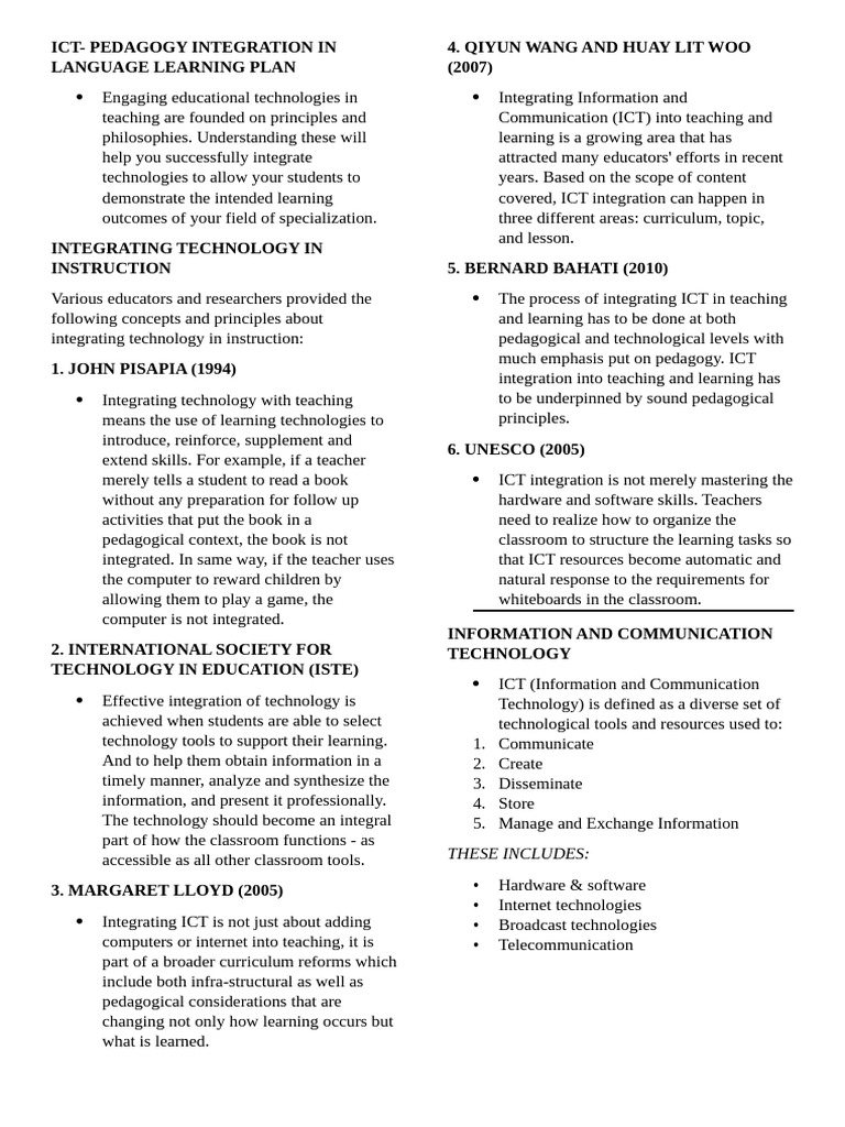 ICT Integration in Language Learning | PDF | Educational Technology ...