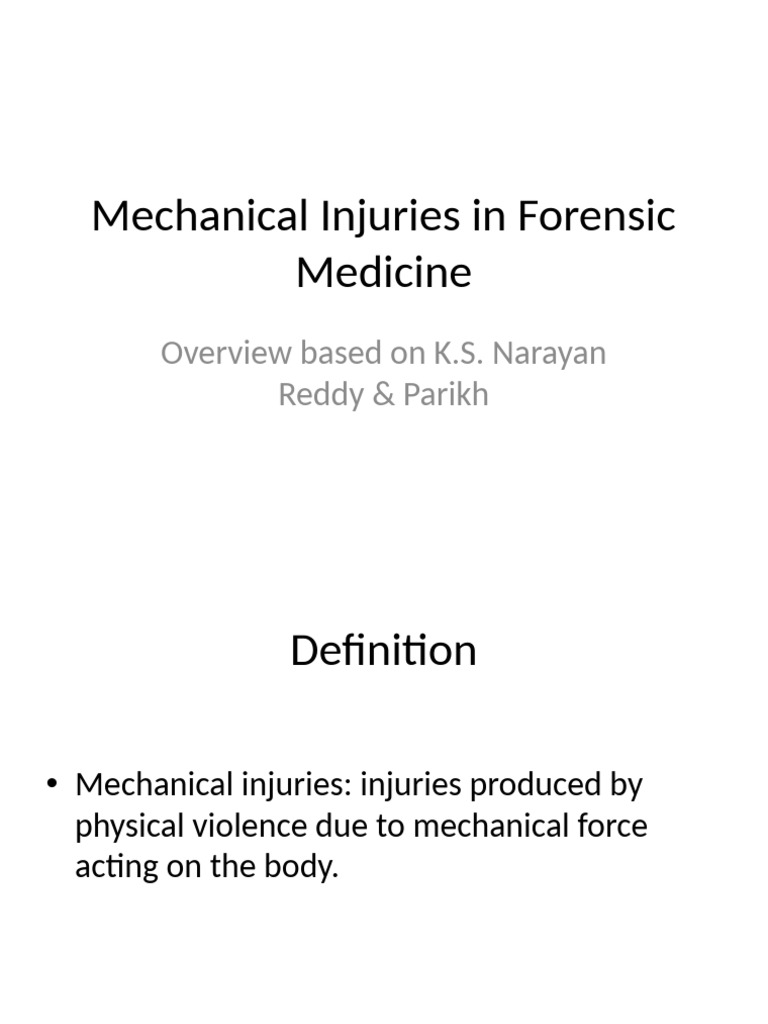 Mechanical Injuries in Forensic Medicine | PDF