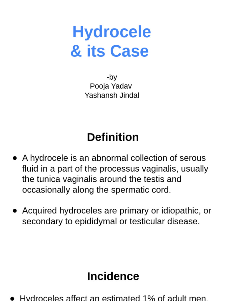 Hydrocele Presentation | PDF | Medical Specialties | Diseases And Disorders