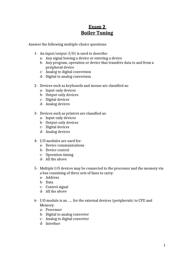 Boiler Tuning Exam Questions | PDF | Input/Output | Computer Engineering