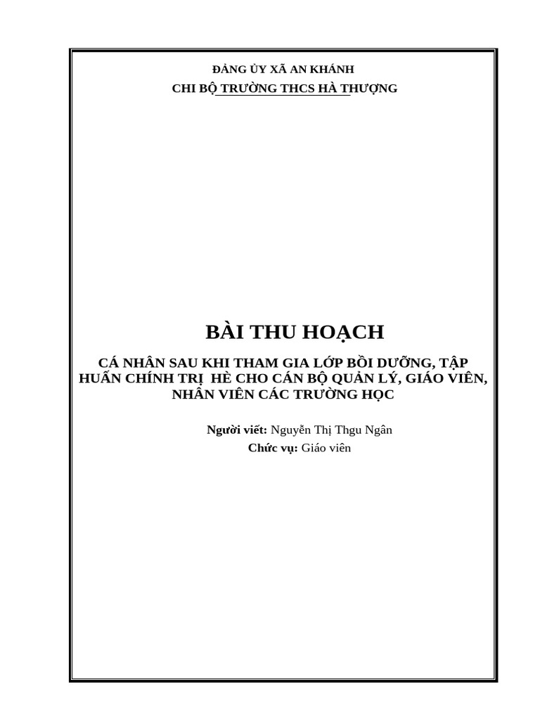 Bài Thu Ho CH: Chi B Trư NG Thcs Hà Thư NG | PDF