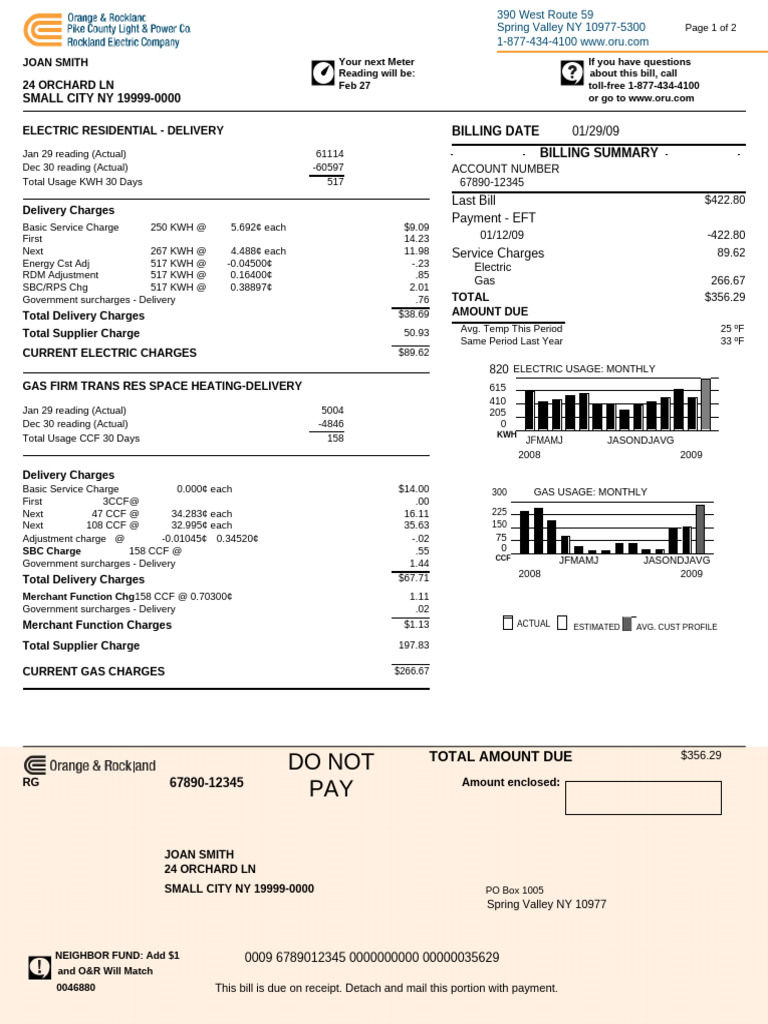 New York Utility Bill Example | PDF | Electric Power | Power (Physics)