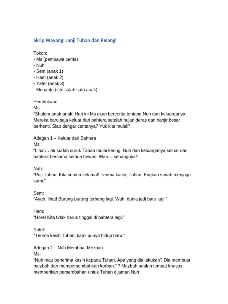Nuh dan Janji Tuhan: Cerita Pelangi | PDF