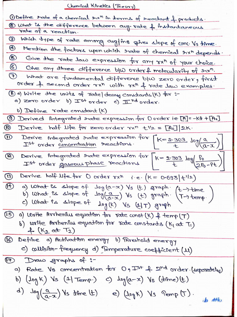 Chem Kinetics Theory Pdf