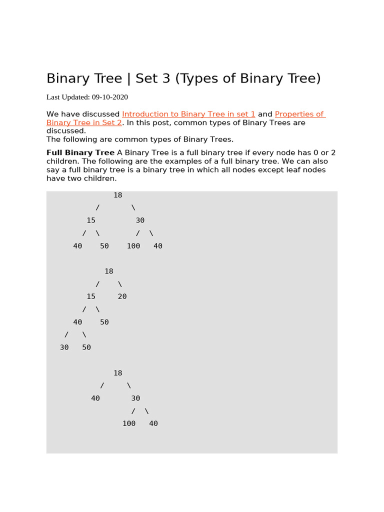 Binary Tree | PDF | Algorithms And Data Structures | Computer Programming