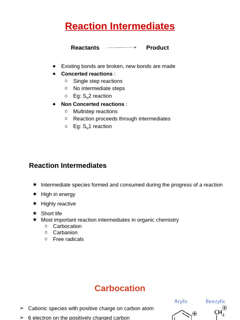 Understanding Reaction Intermediates in Chemistry | PDF | Chemical ...