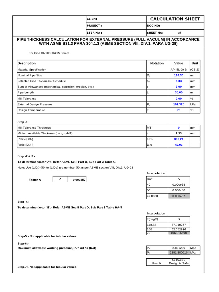 Pipe Thickness Calculation ASME B31.3 | PDF | Pipe (Fluid Conveyance ...