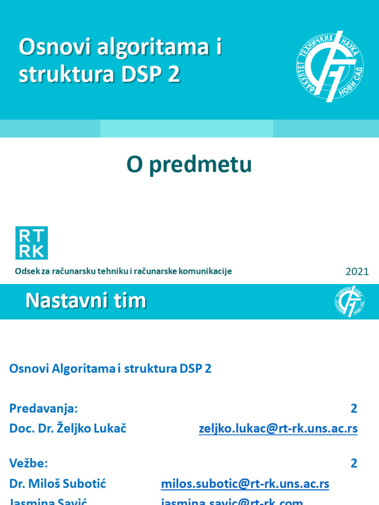 0 Osnovi Algoritama I Struktura DSP 2 - 2021!22!0 | PDF