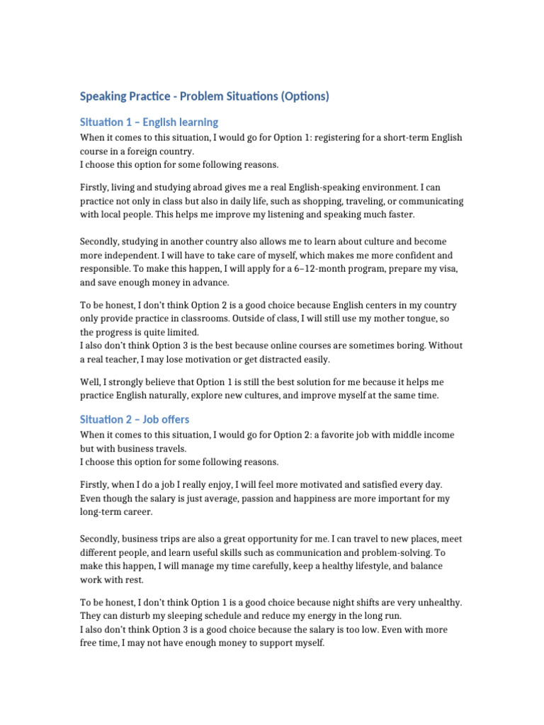 Speaking Situations | PDF | Dormitory | Educational Technology