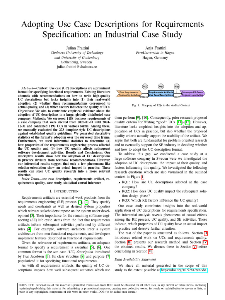 Use Case Descriptions in Requirements Engineering | PDF | Dependent And ...