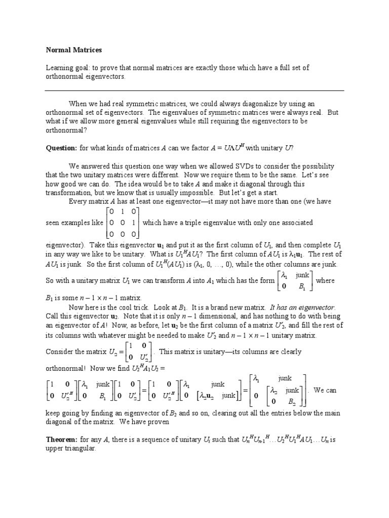 53 Normal Matrices | PDF | Eigenvalues And Eigenvectors | Matrix ...