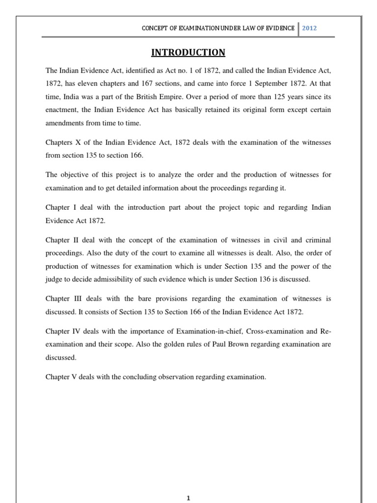 Examination Under Law of Evidence | PDF | Cross Examination | Evidence ...