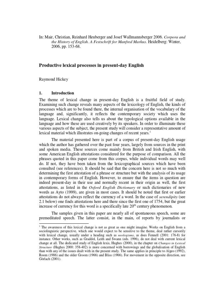 13 Productive Lexical Processes in Present-Day English (Hickey) | PDF ...