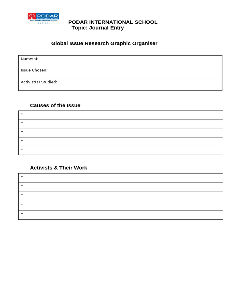 Global Issue Graphic Organiser v3 | PDF