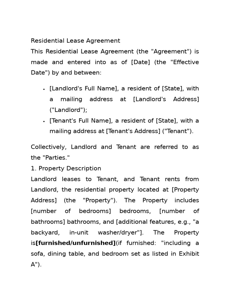 Residential Lease Agreement Template | PDF | Lease | Leasehold Estate