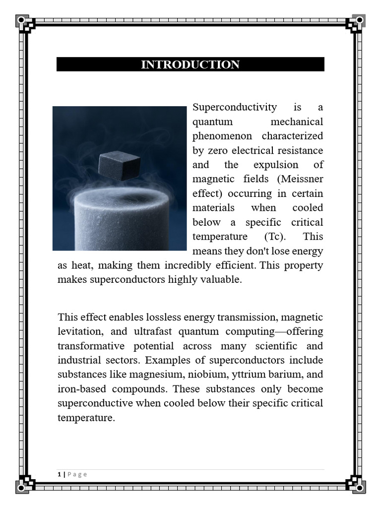 Superconductors Project | PDF | Superconductivity | High Temperature ...