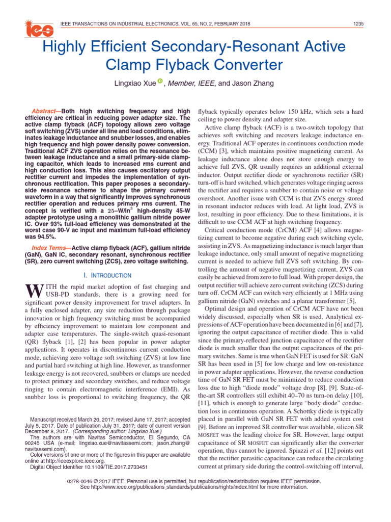 Highly Efficien Active Clamp Flyback Converter | PDF | Rectifier ...