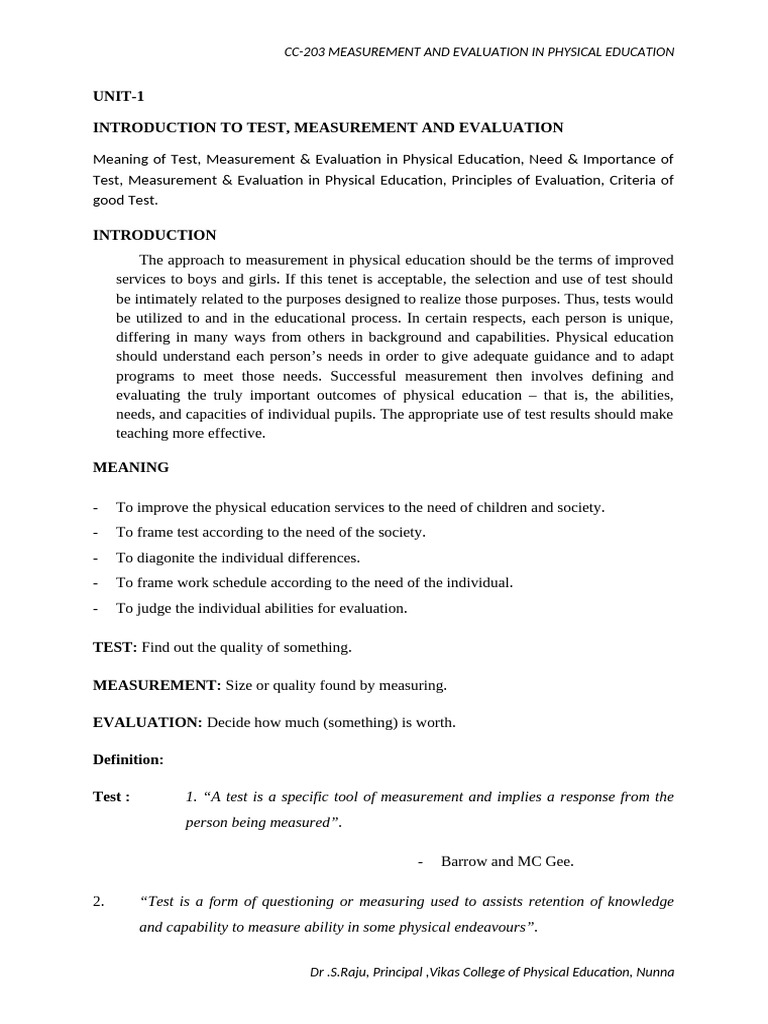 Measurement & Evaluation in PE Basics | PDF | Teachers | Educational ...
