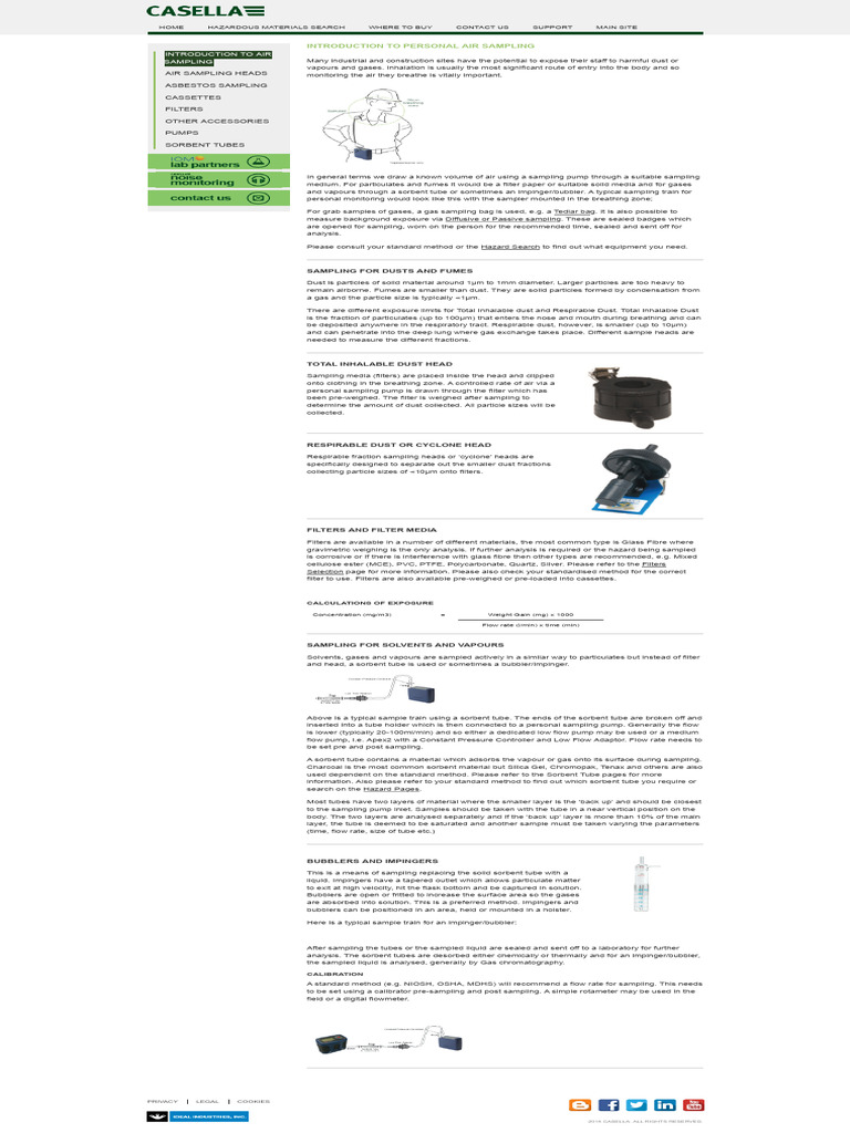 Personal Air Sampling Overview | PDF | Particulates | Dust