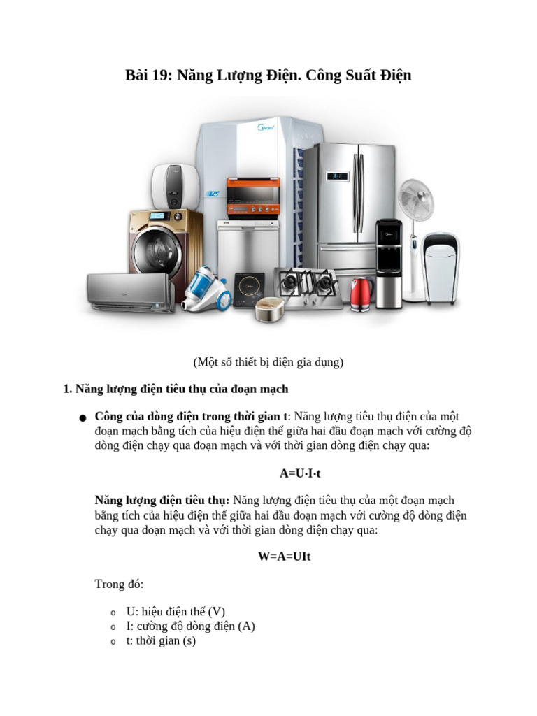 Bai 19. Nang Luong Dien. Cong Suat Dien | PDF