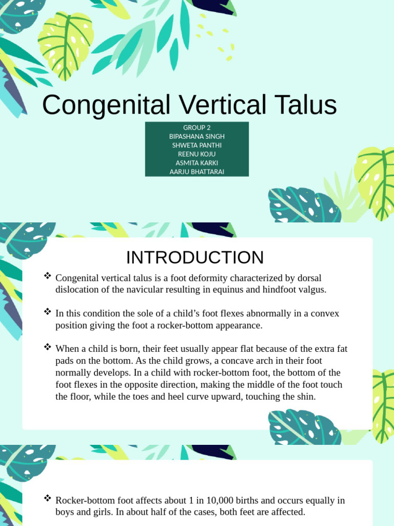 Overview of Congenital Vertical Talus | PDF | Foot | Musculoskeletal System