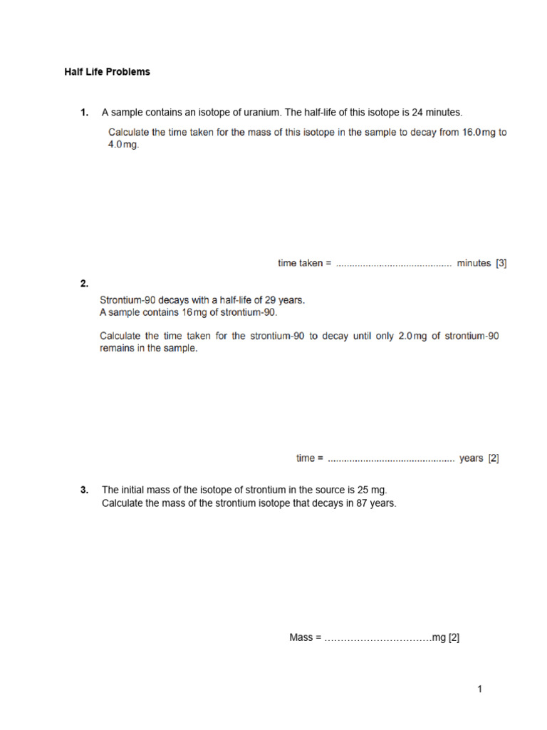 Half Life Problems | PDF
