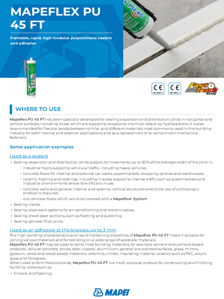1 08102 Mapeflex-Pu-45-Ft en | PDF | Adhesive | Extrusion