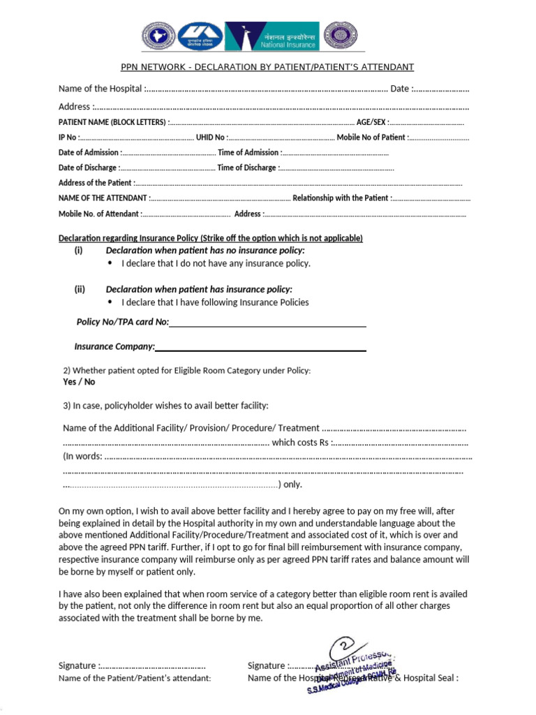 PPN Declaration Form | PDF | Insurance | Public Services