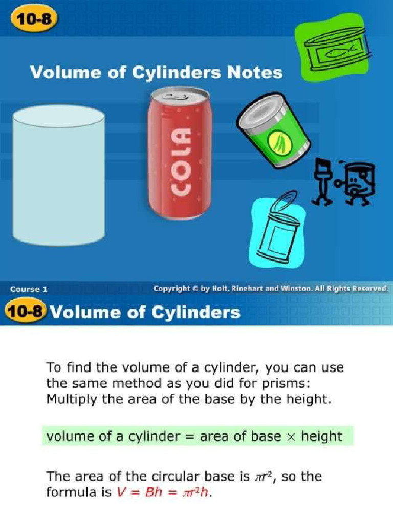 Volume of Cylinder | PDF
