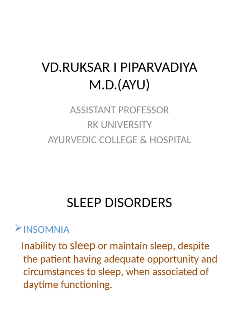 RK SLEEP DISORDERS 2020 | PDF | Sleep | Insomnia
