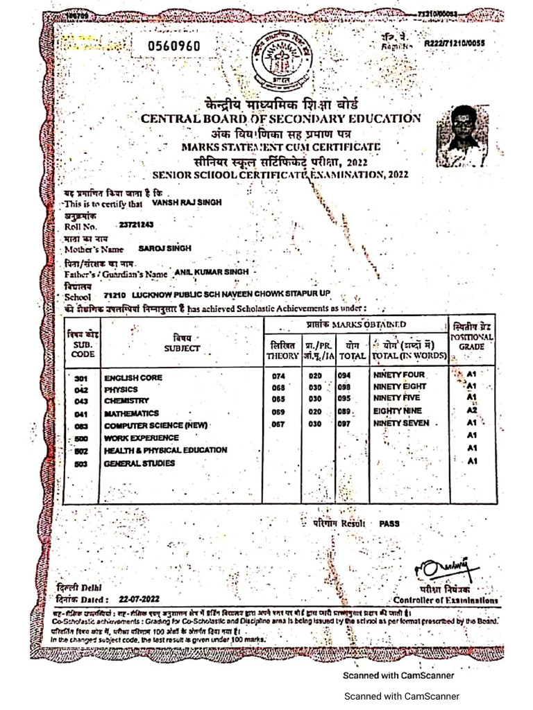 12 Marksheet | PDF