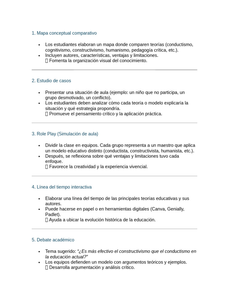 Actividades a Realizar en Clase y Extra Clase | PDF | Constructivismo (filosofía de la educación ...