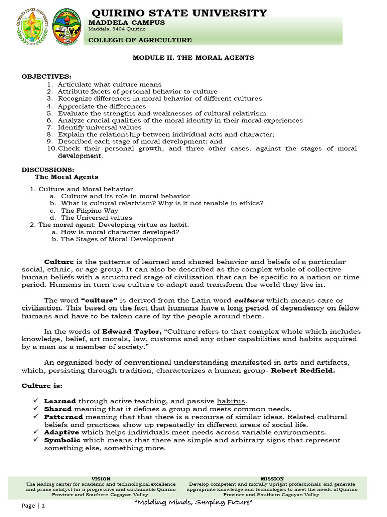 Module-2.-The-Moral-Agents | PDF | Morality | Relativism