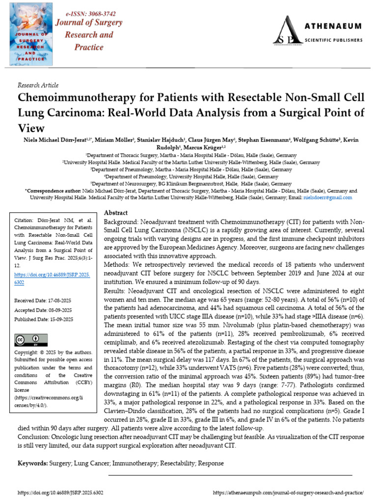 Chemoimmunotherapy for Patients With Resectable Non Small Cell Lung ...