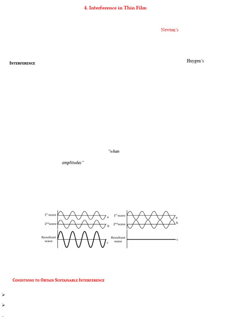 Interference in Thin Films Explained | PDF | Waves | Refraction