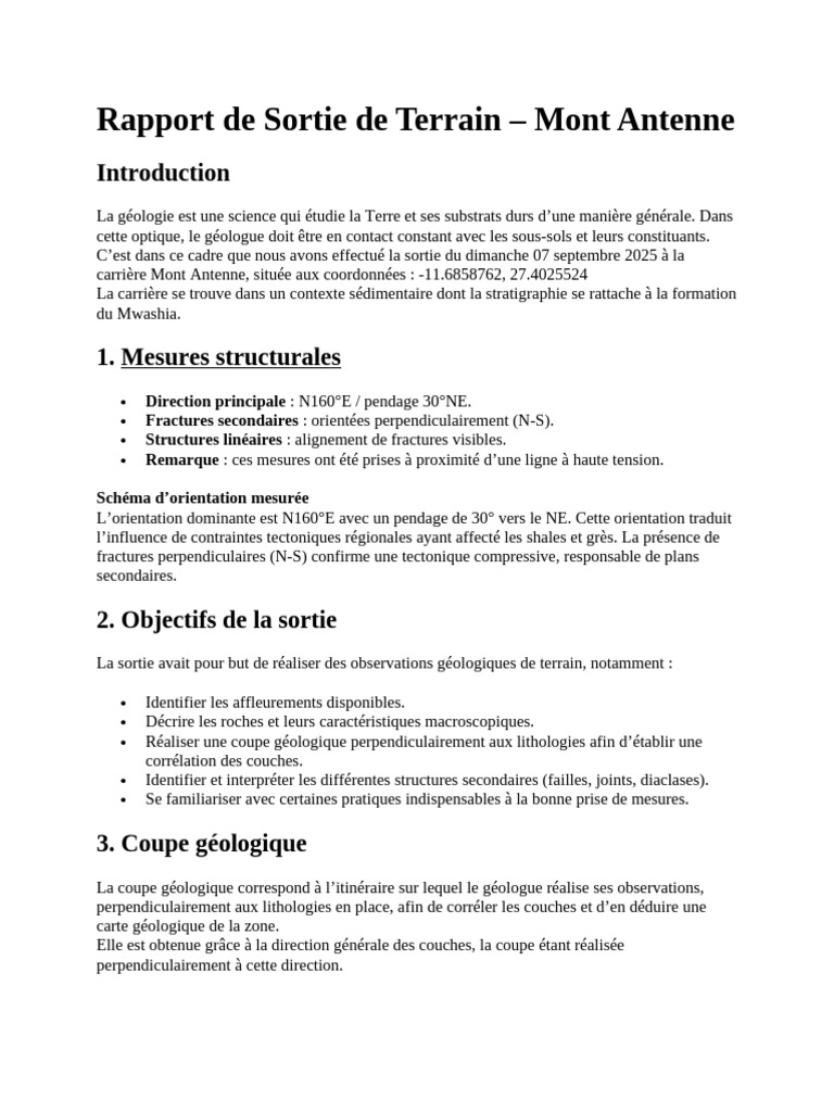 Rapport de Sortie de Terrain | PDF | Géologie | Grès