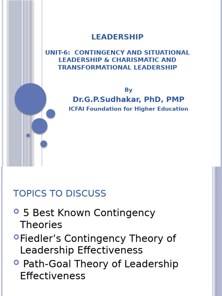 Contingency Leadership Theories Overview | PDF | Leadership | Psychology