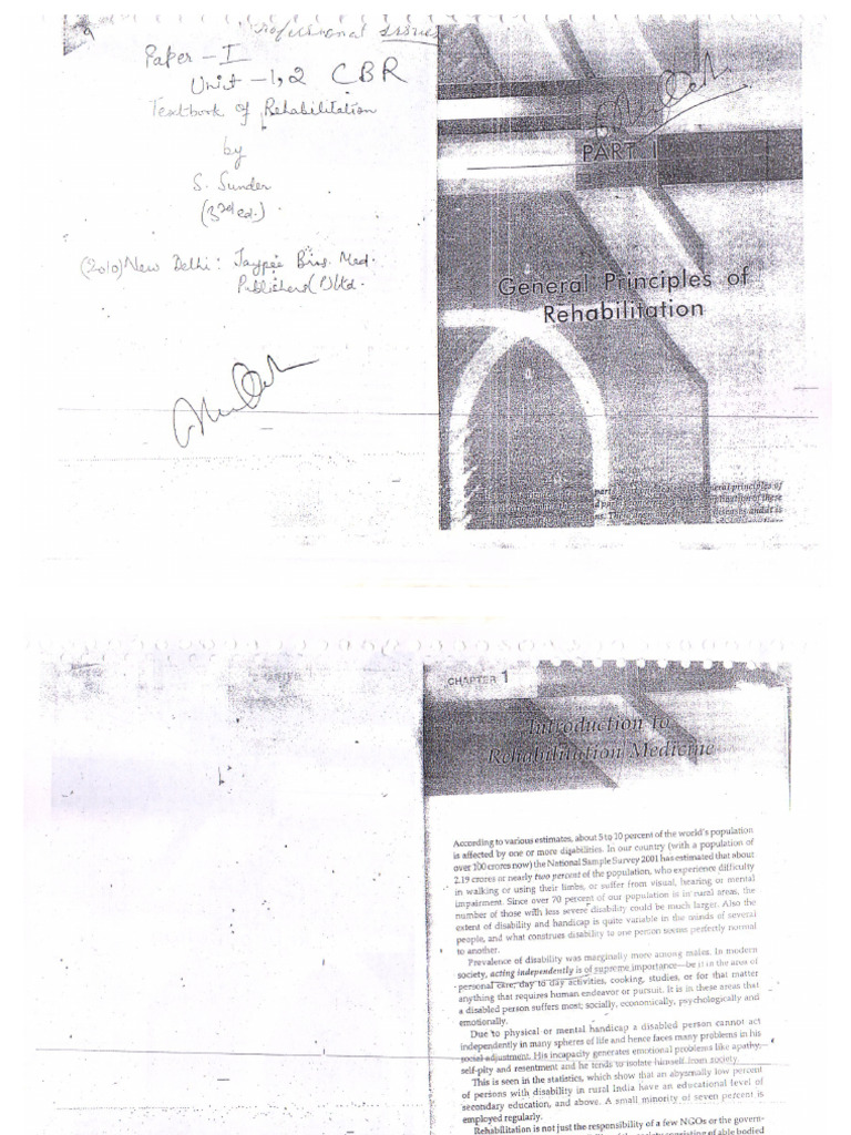 Text Book of Rehabilitation Paper 1 Unit 1 & 2 | PDF