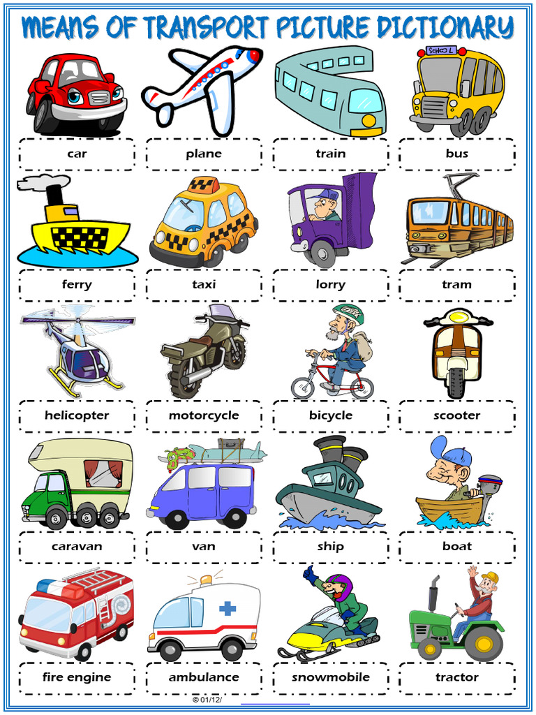 Means of Transport Vocabulary | PDF