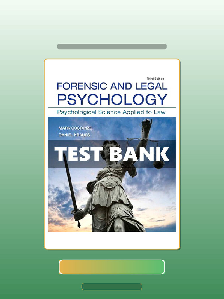Forensic and Legal Psychology Psychological Science Applied to Law 3 Ed ...