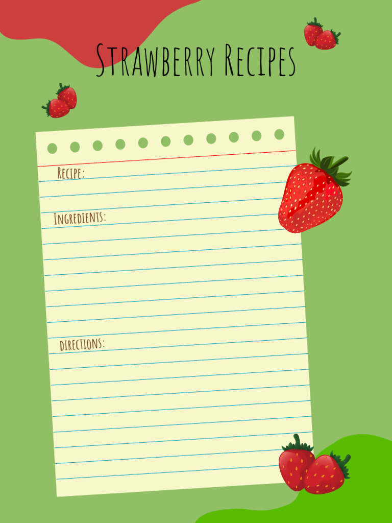 Printable Strawberry Recipes Card | PDF