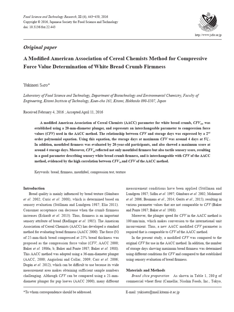 A Modified American Association of Cereal Chemists Method For ...