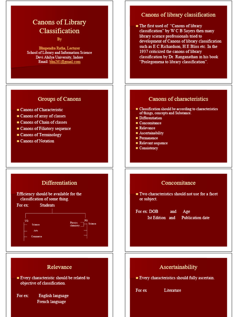 Canons of Library Classification | PDF