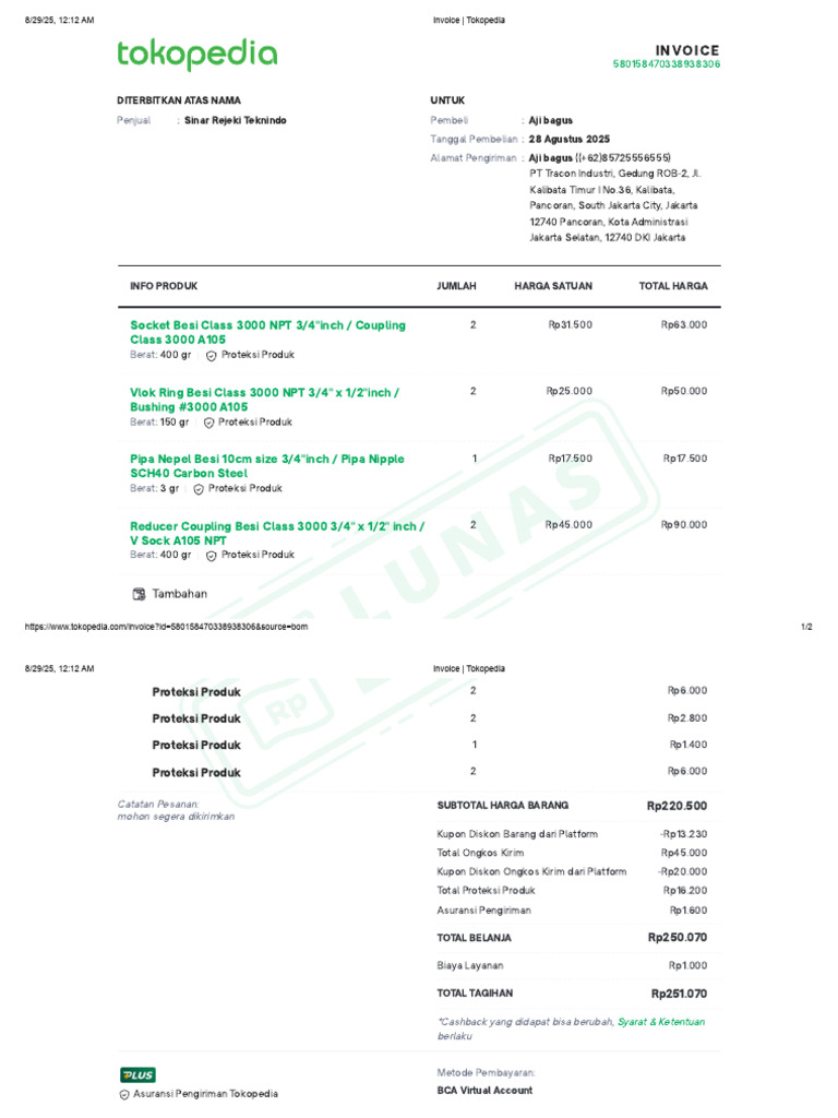 Aksesoris PG Invoice - Tokopedia | PDF