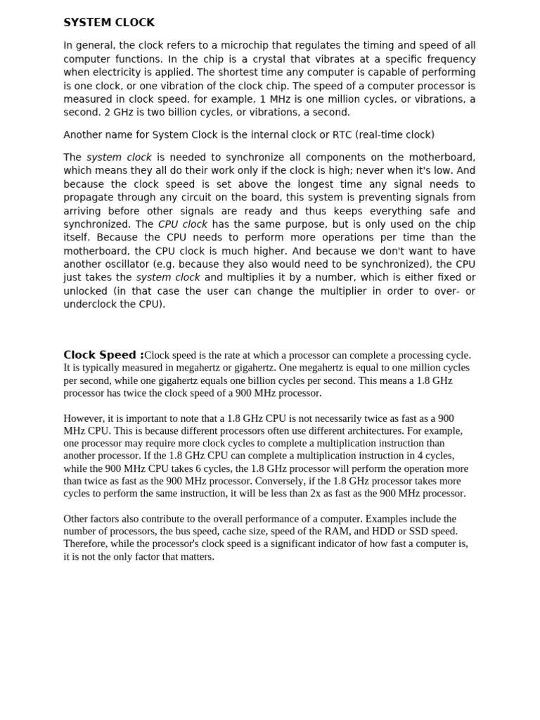 System Clock & Mother Board | PDF | Central Processing Unit | Hertz