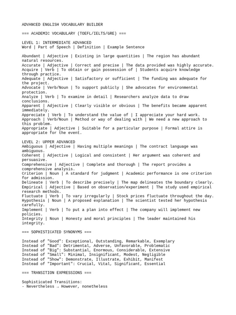 Vocabulary Builder | PDF | Adjective | Noun