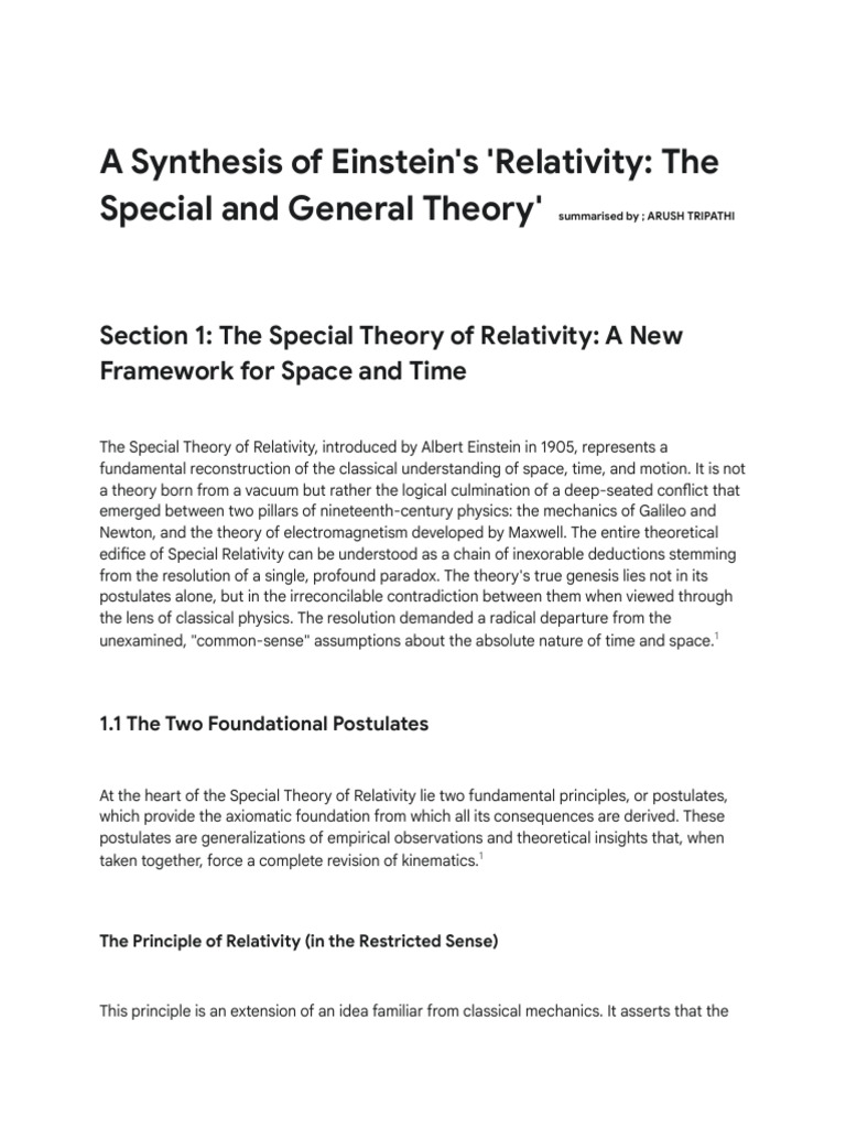 Summarize Einstein's Relativity Report | PDF | Special Relativity | Gravity